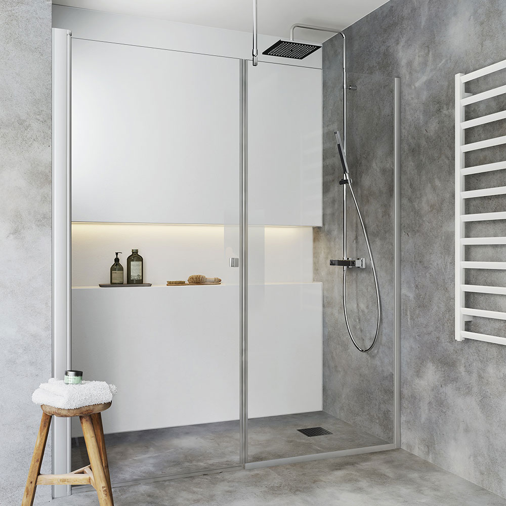 Duschdörr Hafa Igloo Pro Rak Dörr + Fast Vägg Glas: Klarglas, Profil ...