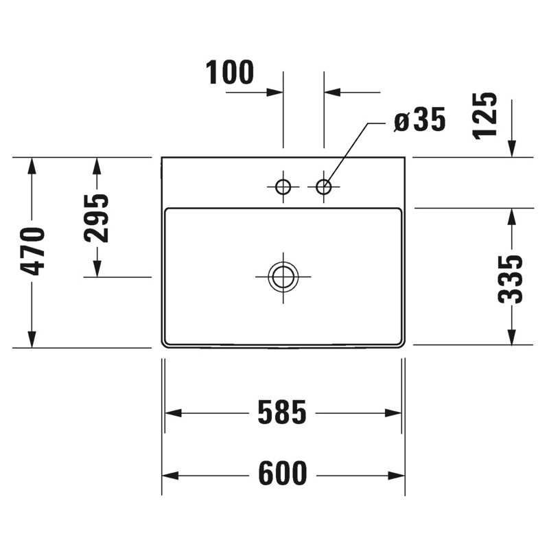 Tvättställ Duravit DuraSquare BxD: 600x470 mm - 2353600041K