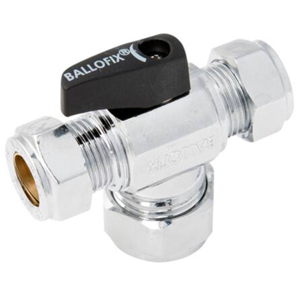 Kulventil Broen Ballofix 530 T-Ventil med Vred Dimension: 12x12x12- 530-12