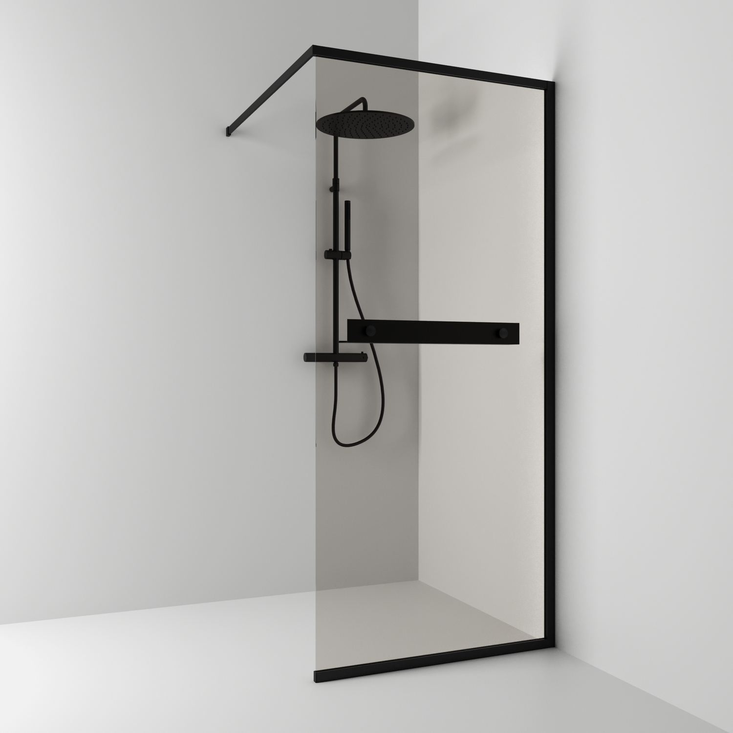 Duschvägg Svedbergs Langfoss Fast B: 900 mm, H: 2000 mm, Profil: Svart ...
