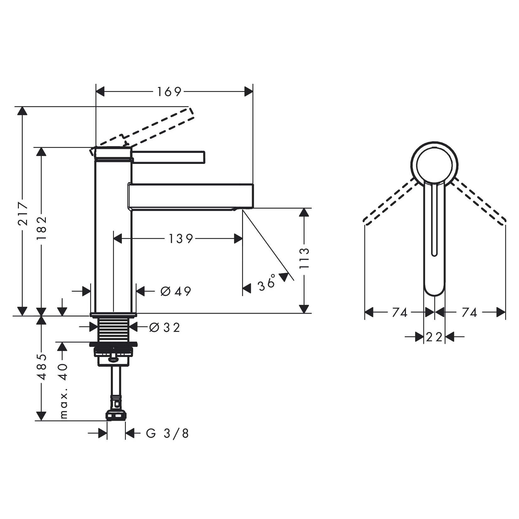 Tvättställsblandare Hansgrohe Finoris 110 Krom, Med Push-Open- 76023000
