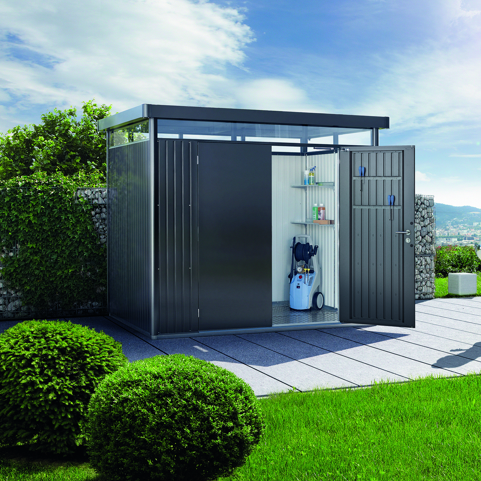 Redskapsbod Biohort Highline H2 Dubbeldörr Metallic Mörkgrå- 84039