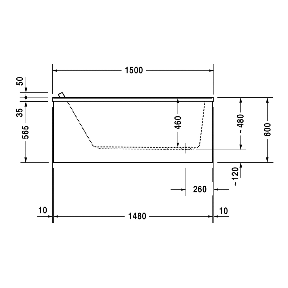 Badkar Duravit Starck LxB: 1500x700 mm, Volym: 121 liter- 700342000000000K