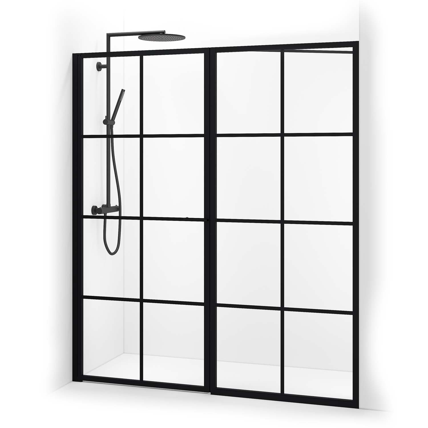 Duschdörr Macro Design Empire Swing Nisch med Spröjs Färg: Mattsvart ...
