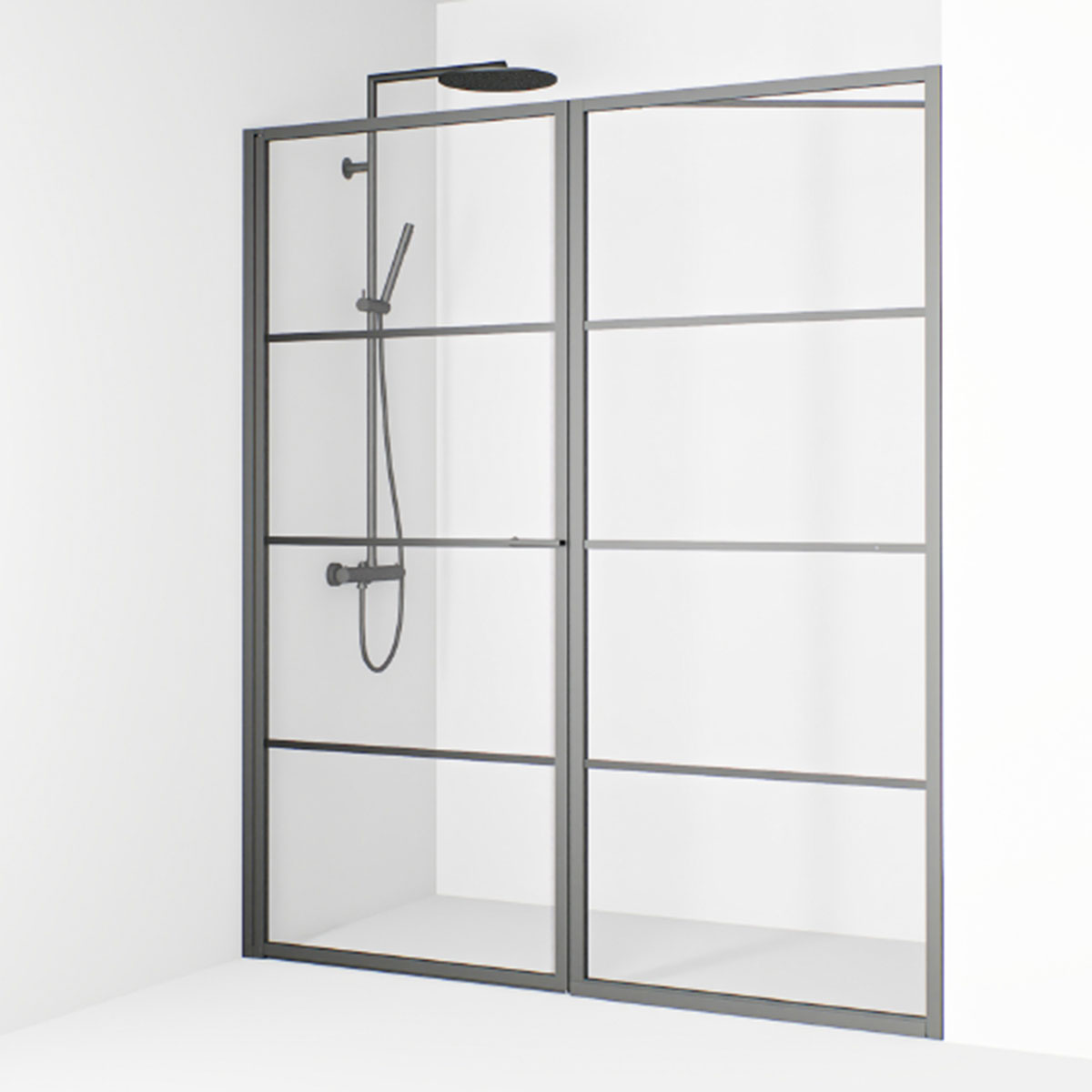 Duschdörr Macro Design Empire Swing Nisch med Spröjs Färg: Gun Metal ...