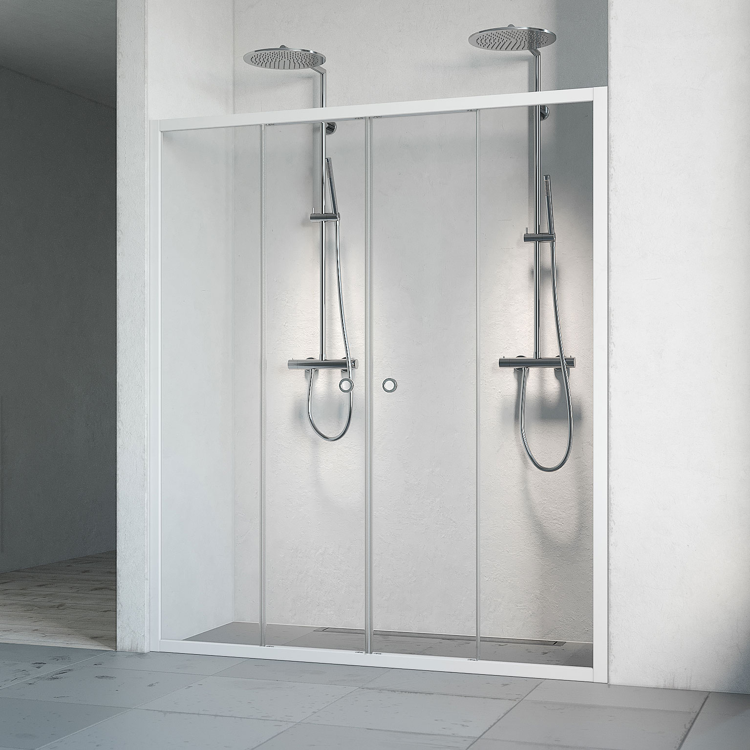 Duschdörr Macro Design Flow Nisch 4D 1350-1400x1900 mm, Vit, Klarglas ...