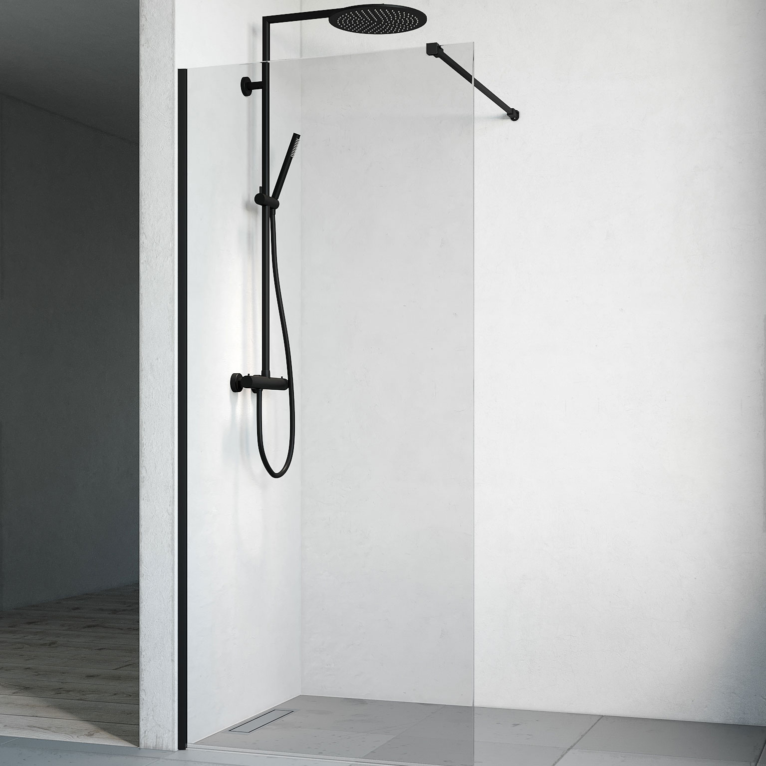 Duschvägg Macro Design Spirit 870x1970 mm, Svart, Klarglas- DSVV87SKL