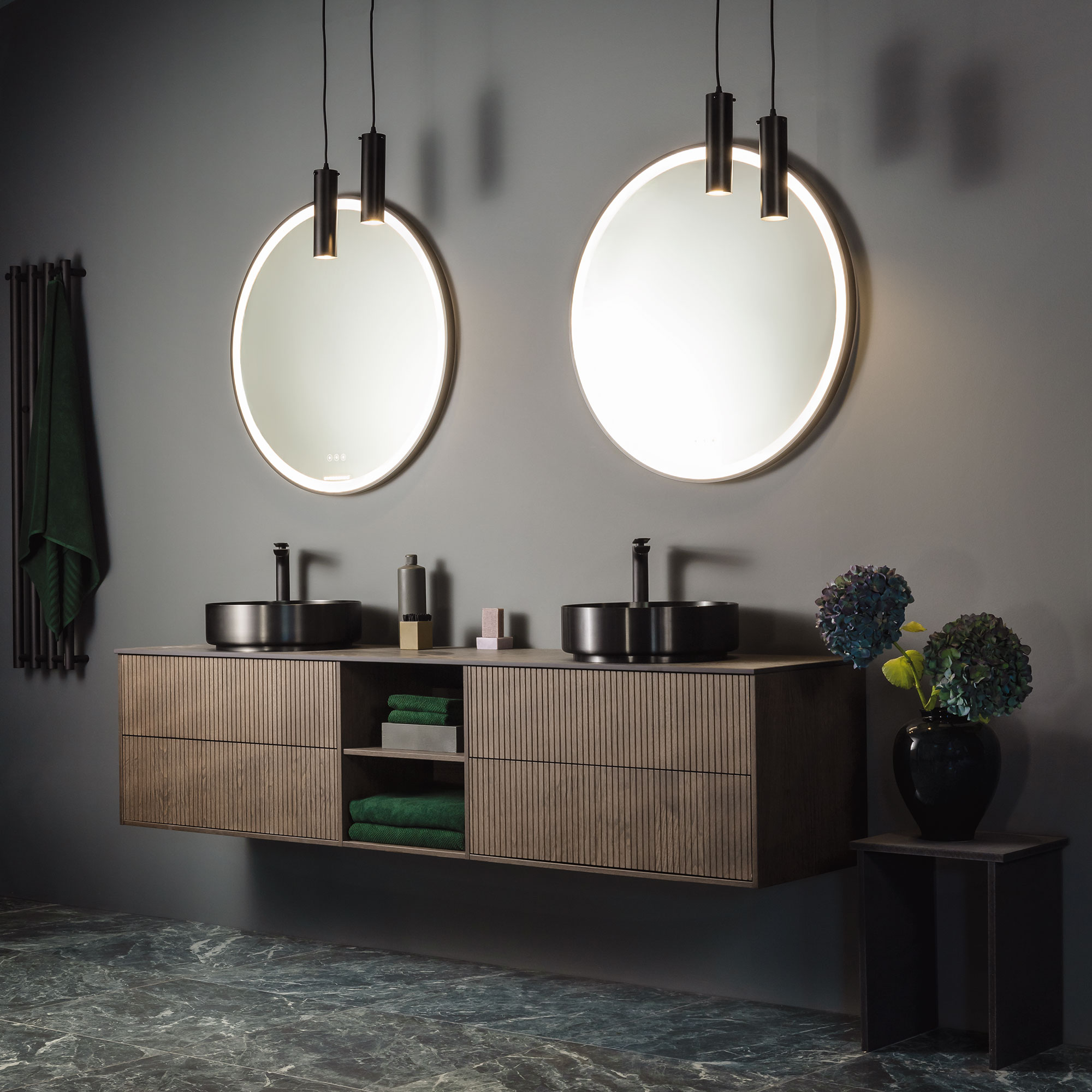 Tvättställsskåp Svedbergs Epos 200x45 Brun Ask, Rand, 2 + 2 lådor och 2 ...