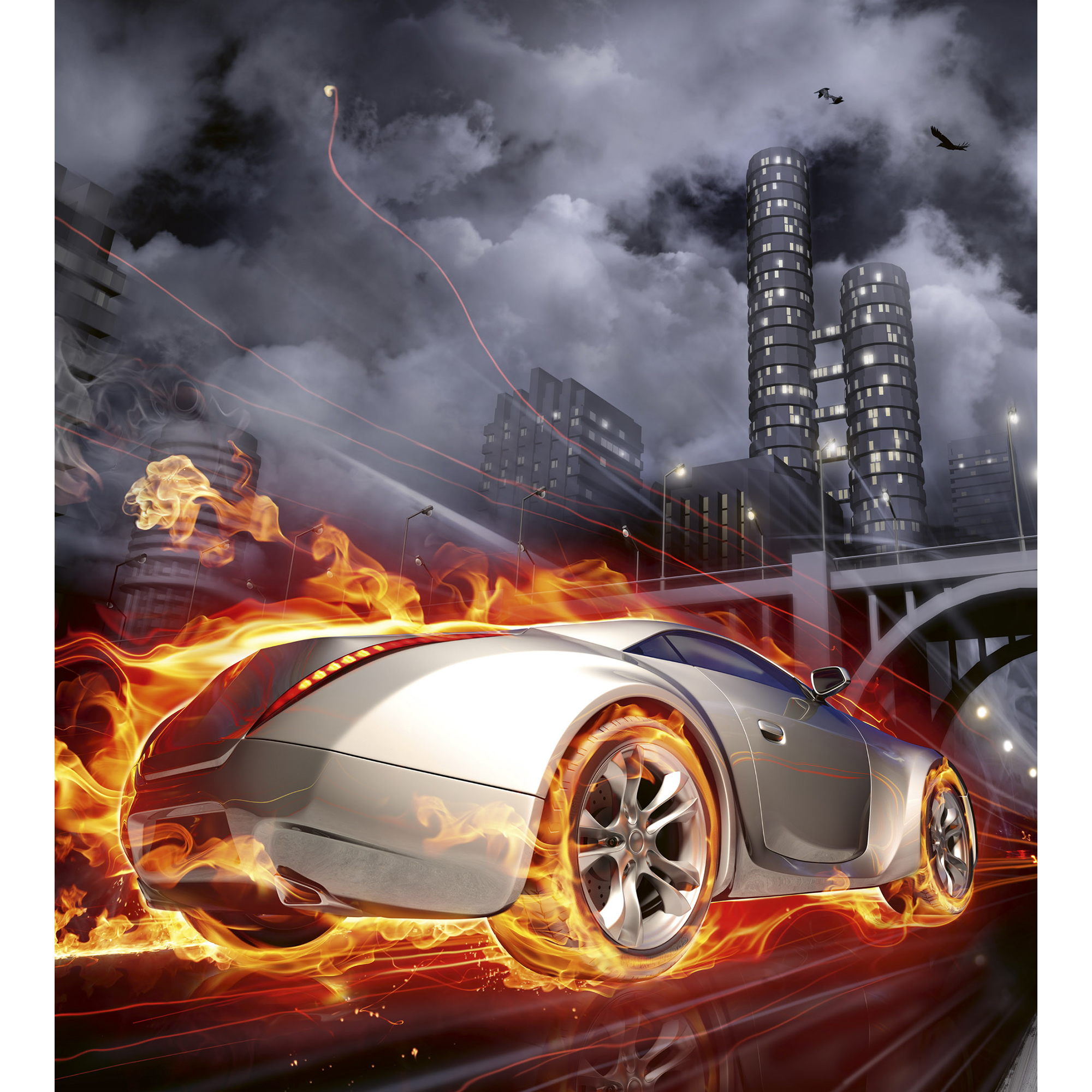 Tapet Dimex Car In Flames 250x225 cm - MS-3-0314