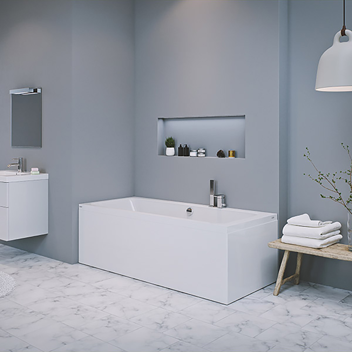 Badkar Strømberg Quantum Dubbel Rygglutning 1900x900 mm, Standard- QUAD1990