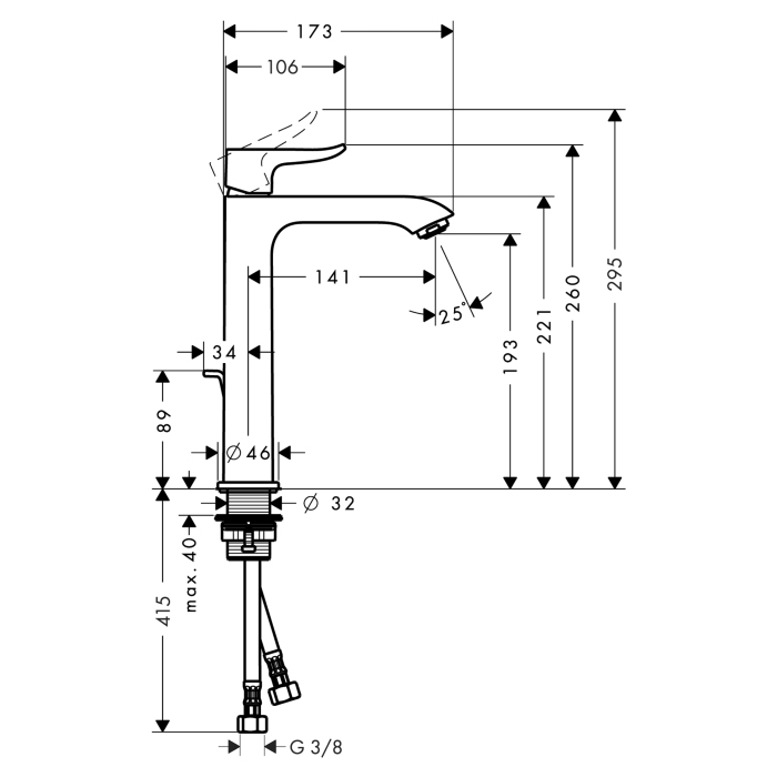 Tvättställsblandare Hansgrohe Metris 200 Med Lyftventil- 31183000