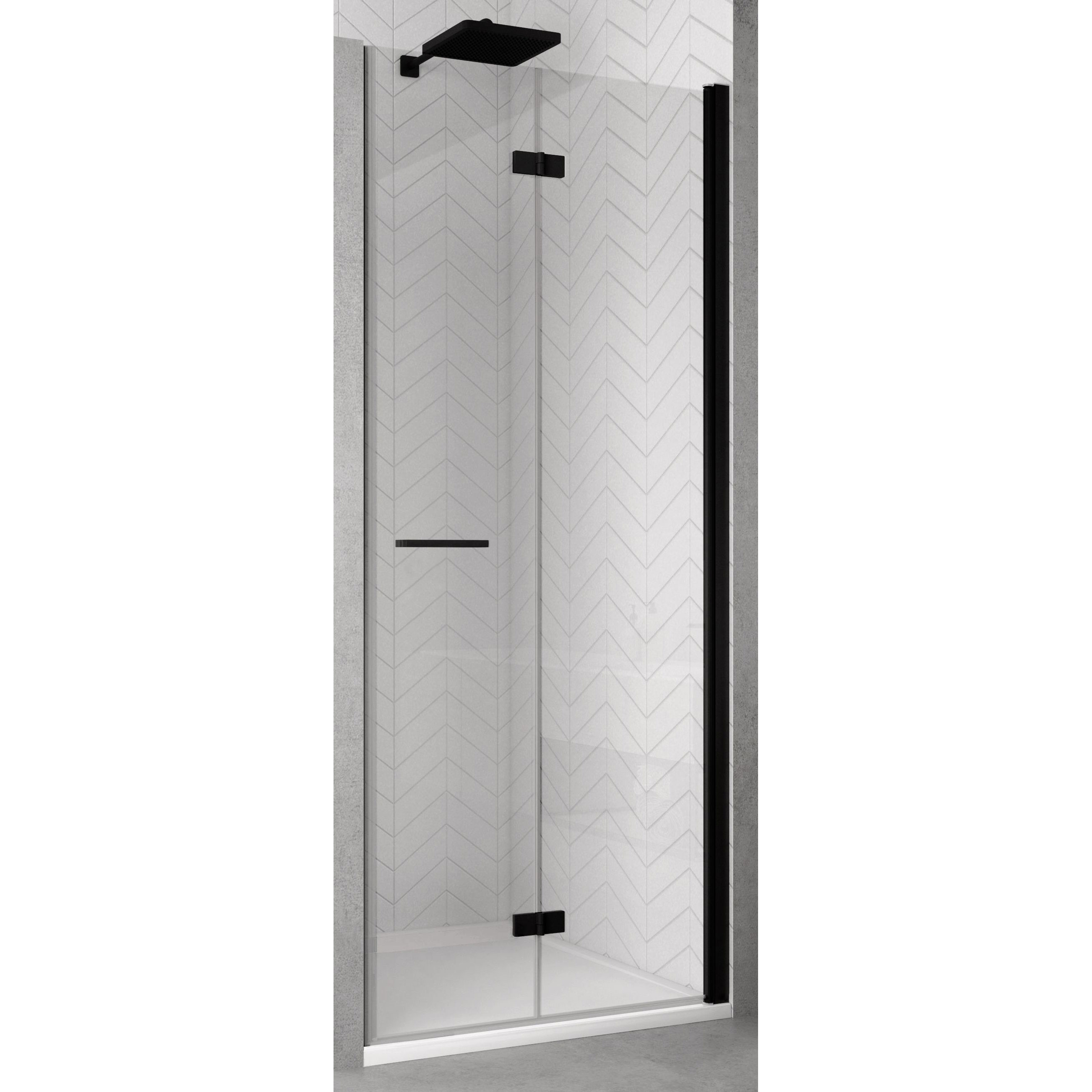 Duschdörr SanSwiss Solino Vikbar B: 800 mm, Profil: Mattsvart, Hägning ...